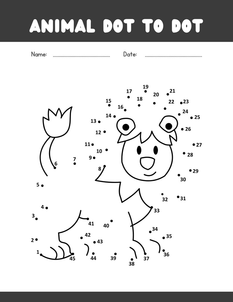 Animals Numbers Dot to Dot - Etsy UK