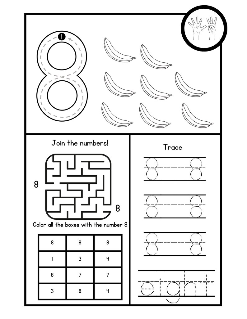 Numbers Activity Book for Kids - Etsy