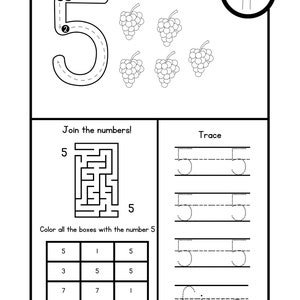 Numbers Activity Book for Kids - Etsy