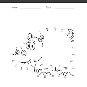 Animals Numbers Dot to Dot - Etsy UK