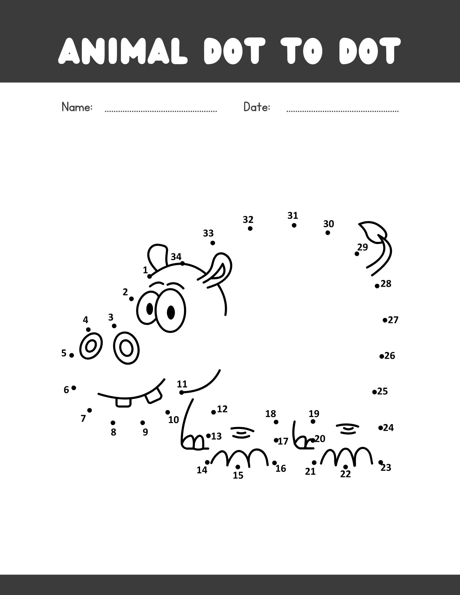 Animals Numbers Dot to Dot - Etsy UK