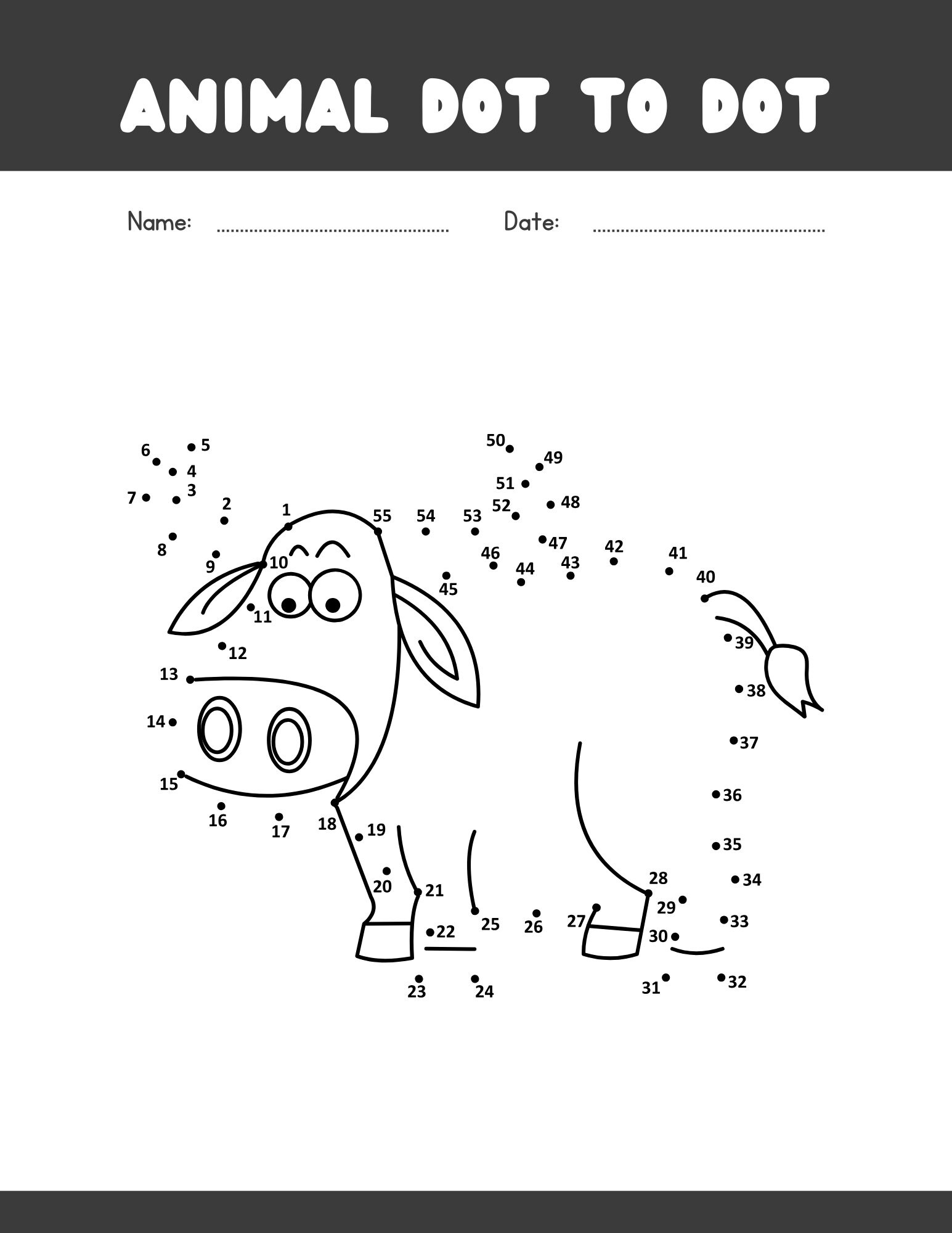 Animals Numbers Dot to Dot - Etsy UK