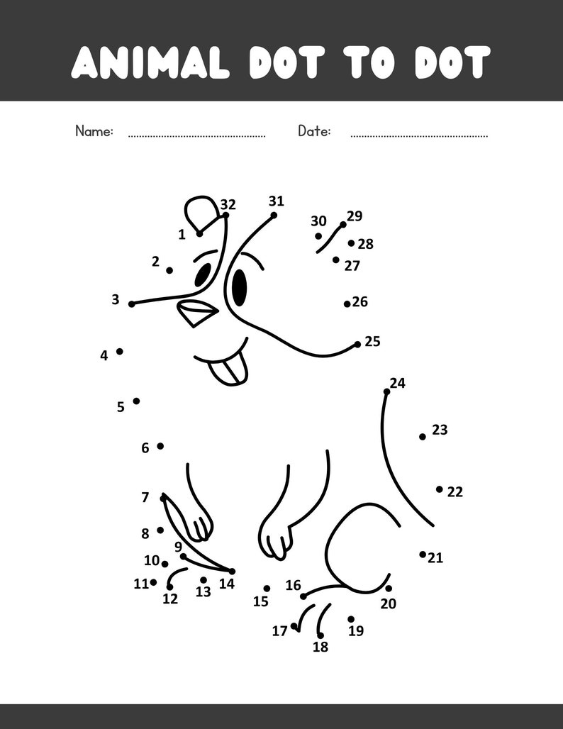 Animals Numbers Dot to Dot - Etsy UK