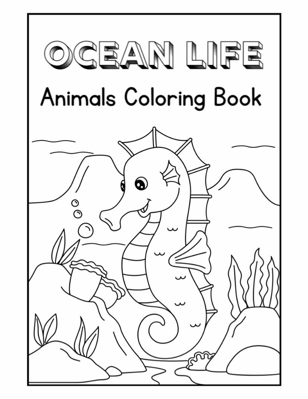 Ocean Life Coloring Book for Kids - Etsy