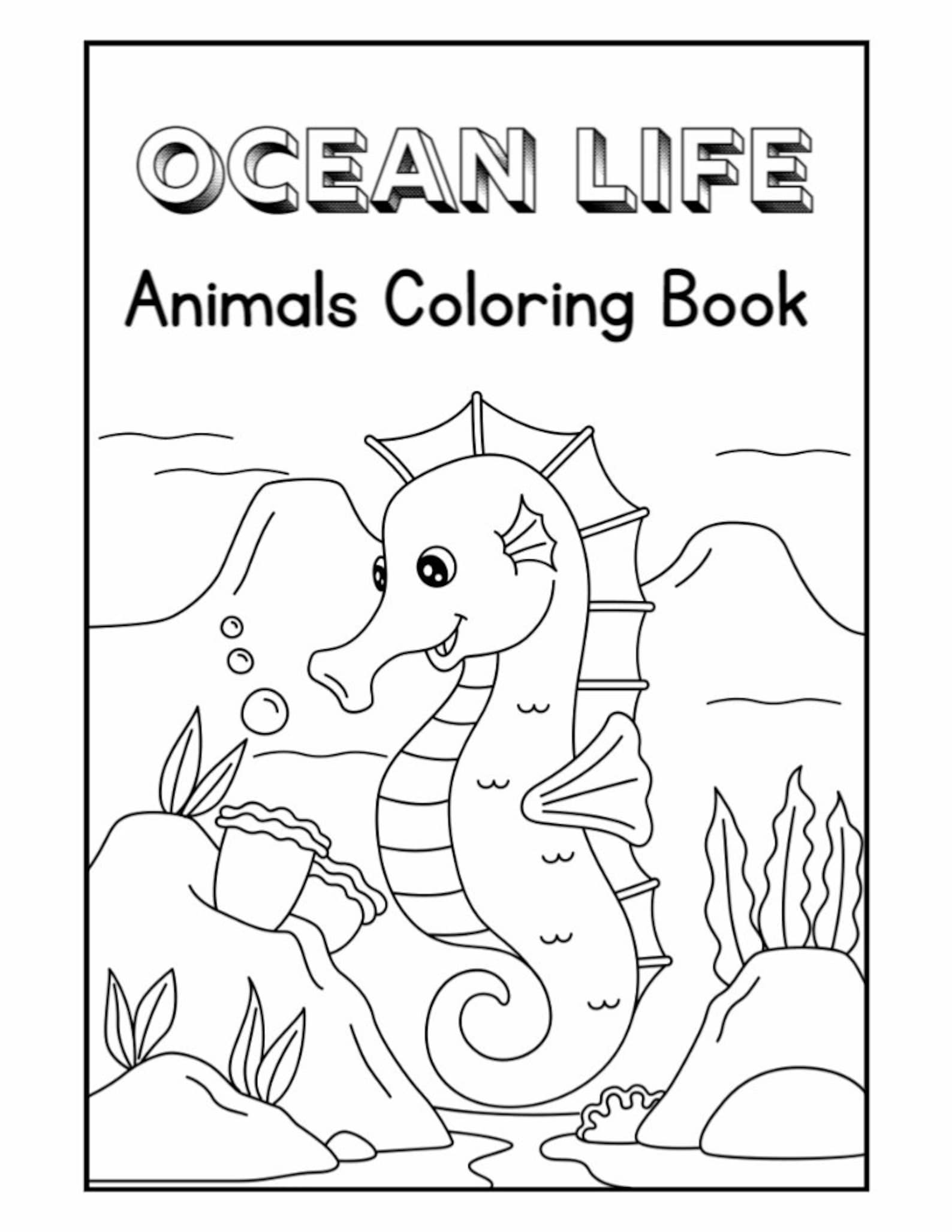 Ocean Life Coloring Book for Kids - Etsy