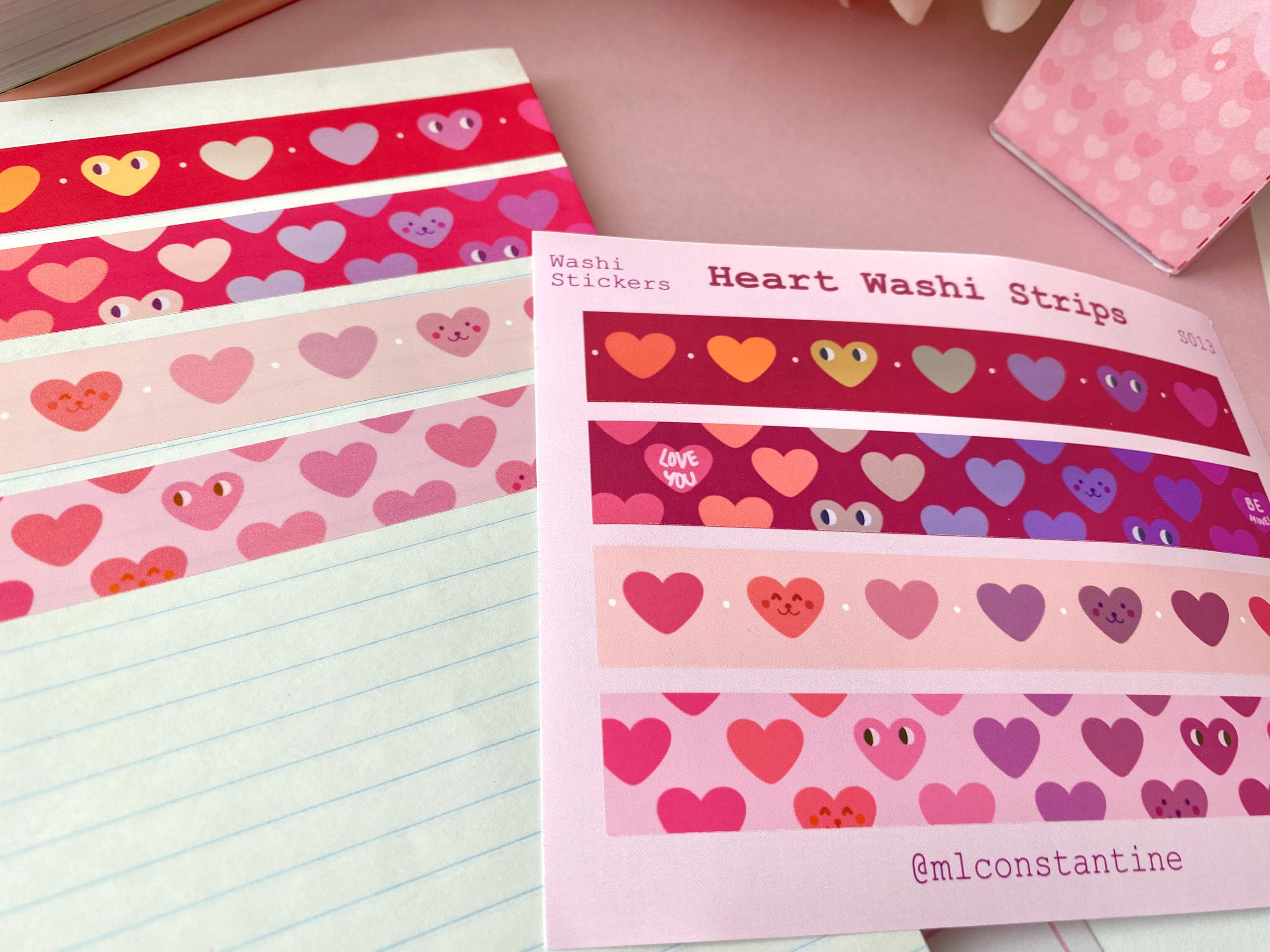 Heart Sticker Strips Cute Kawaii Stationary Planner Journal - Etsy