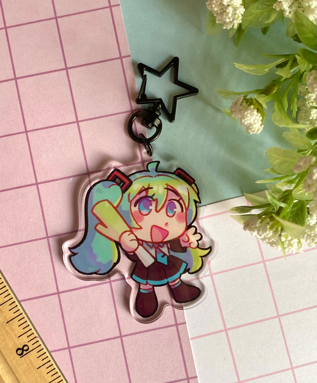 Miku Acrylic Keychain: Chibi Kawaii Anime Manga - Etsy