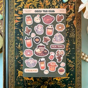 Cozy Tea Sticker Sheet, Cute Kawaii Stationary, Planner Journal, Boba ...