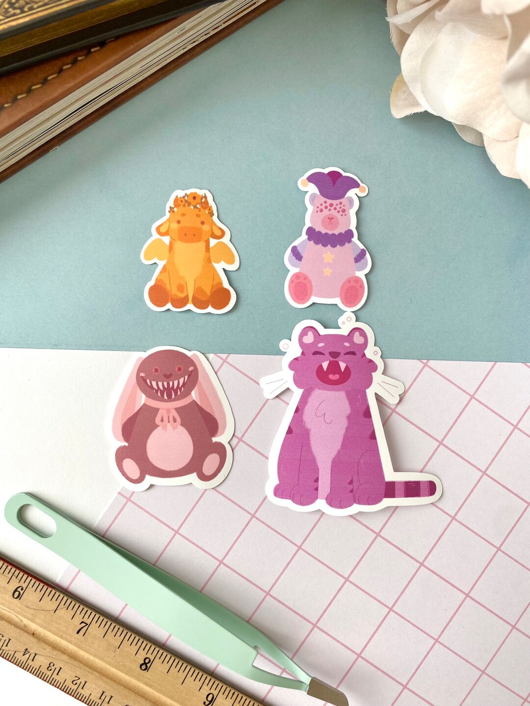 Stuffed Animal Stickers, Cute Kawaii Stationary, Planner Journal, Gift ...
