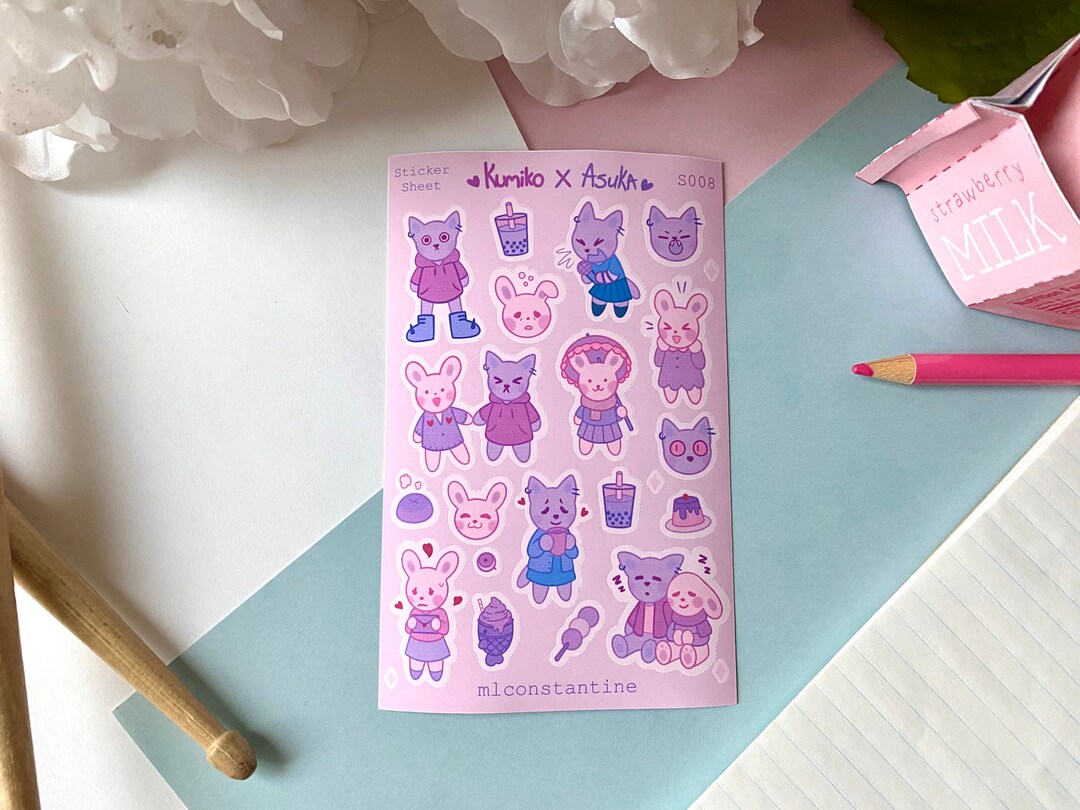 Kumiko X Asuka Sticker Sheet, Cute Kawaii Stationary, Journal Planner ...