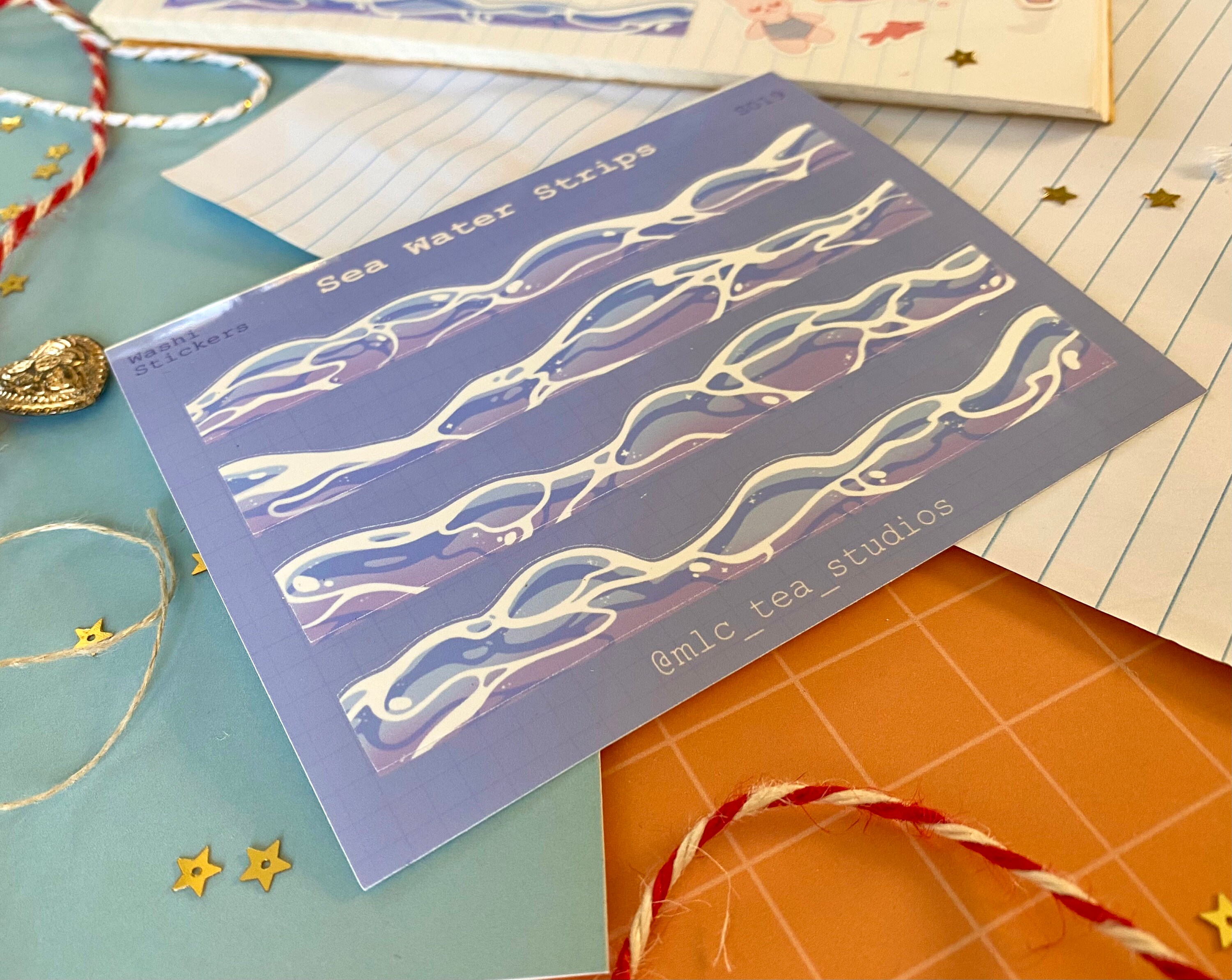 Ocean Sticker Strips, Cute Kawaii Stationary, Planner Journal Calendar ...