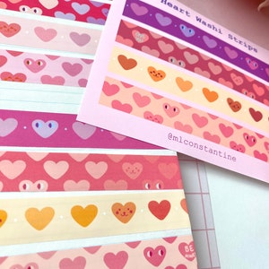 Heart Sticker Strips, Cute Kawaii Stationary, Planner Journal ...
