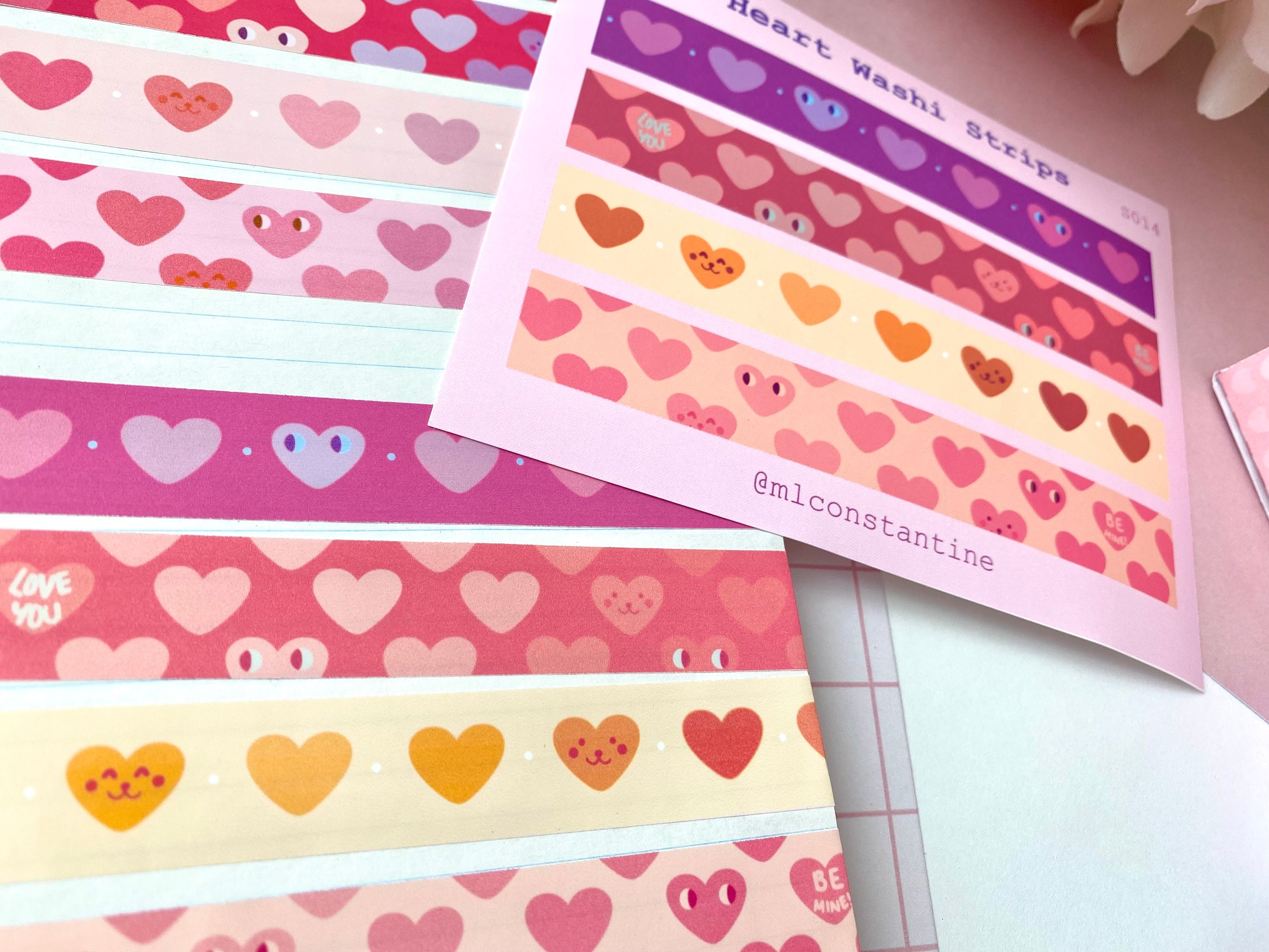 Heart Sticker Strips Cute Kawaii Stationary Planner Journal - Etsy