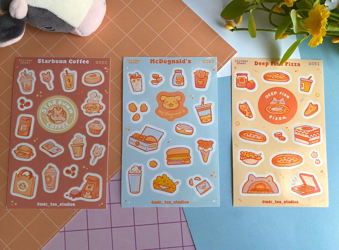 Fast Food Sticker Sheet, Cute Kawaii Stationary, Calendar Planner ...
