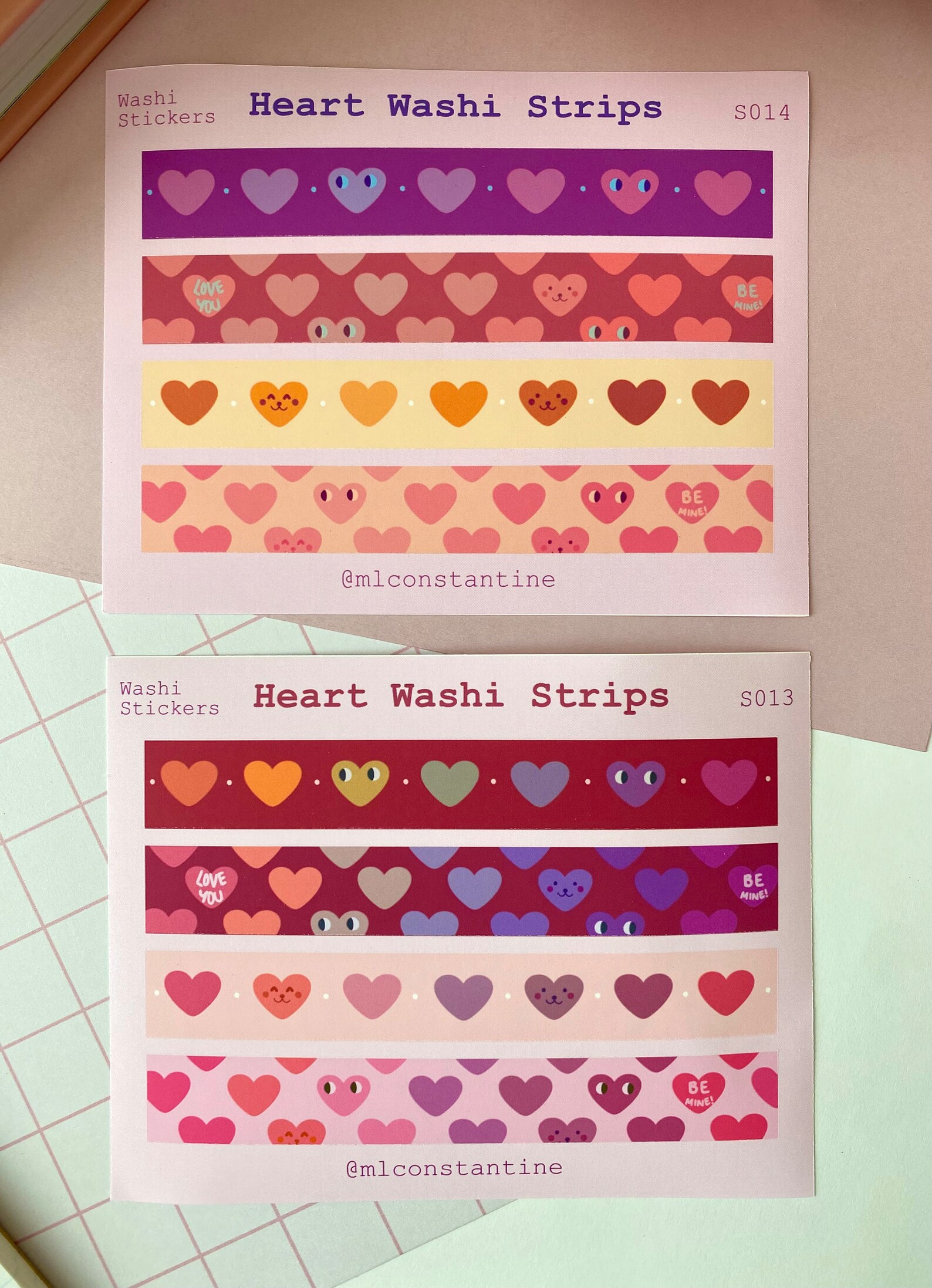 Heart Sticker Strips Cute Kawaii Stationary Planner Journal - Etsy