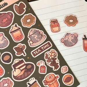 Cozy Tea Sticker Sheet, Cute Kawaii Stationary, Planner Journal, Boba ...