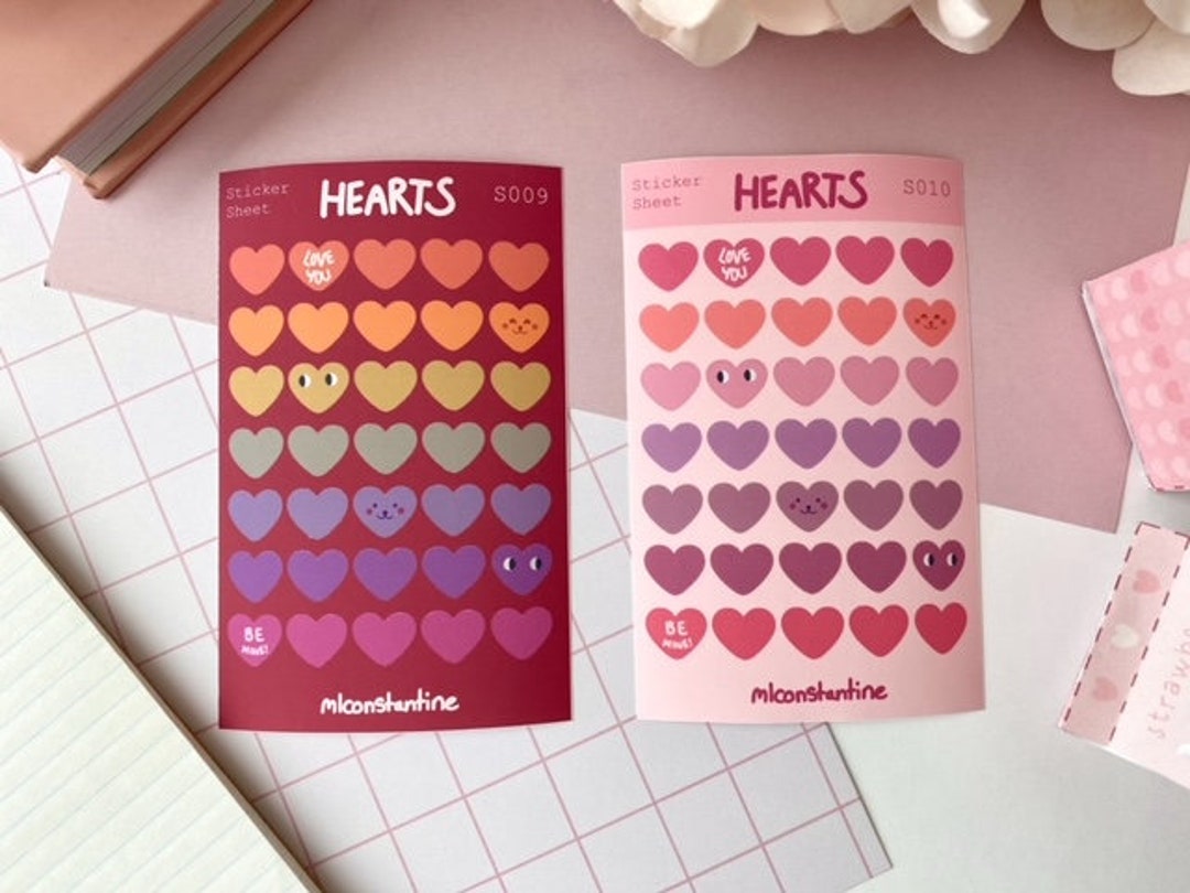 Heart Sticker Sheets Cute Kawaii Stationary Journal Planner - Etsy