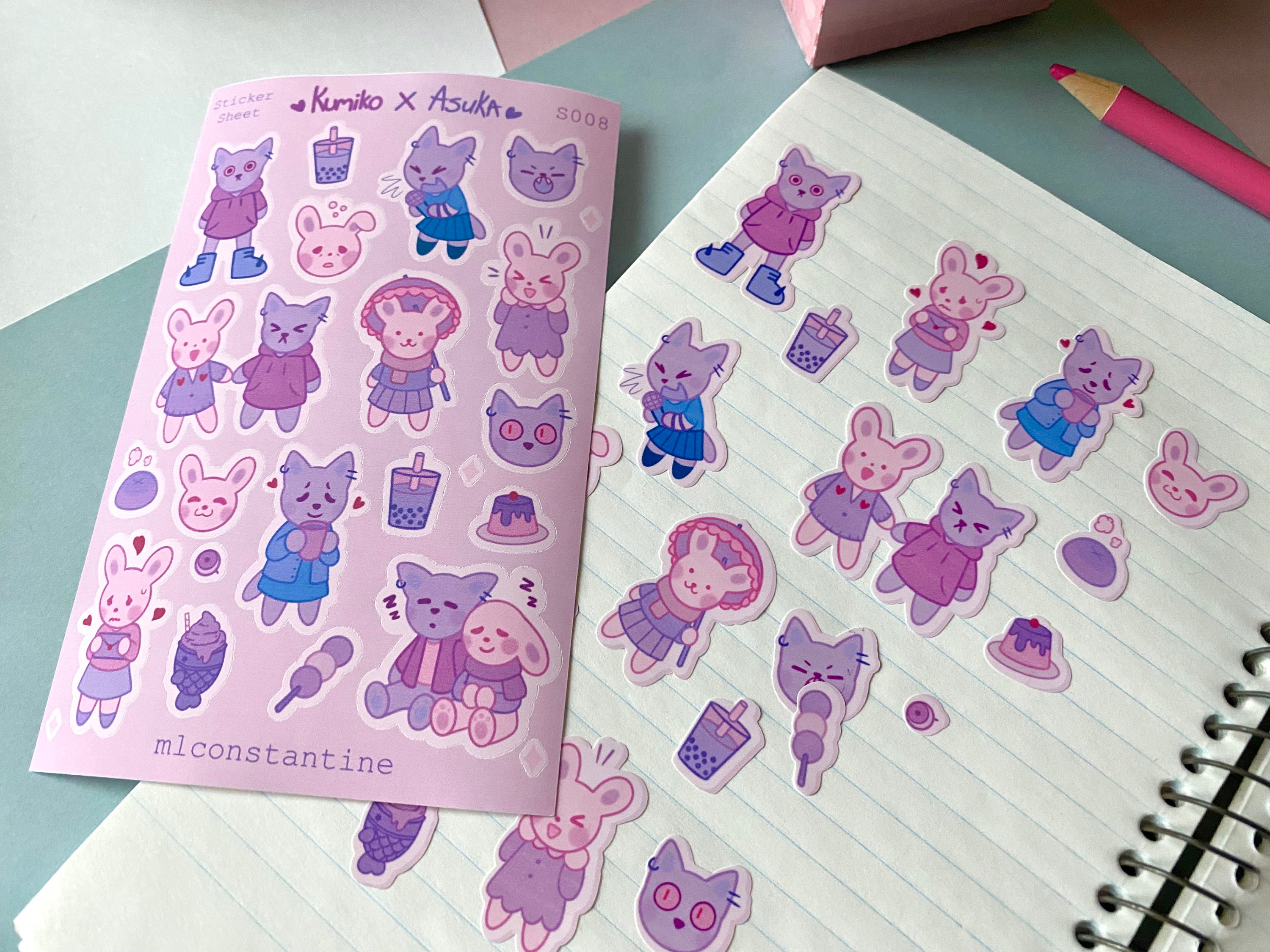 Kumiko X Asuka Sticker Sheet Cute Kawaii Stationary Journal - Etsy