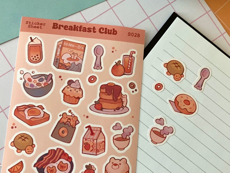 Breakfast Sticker Sheet Cute Kawaii Stationary Planner - Etsy