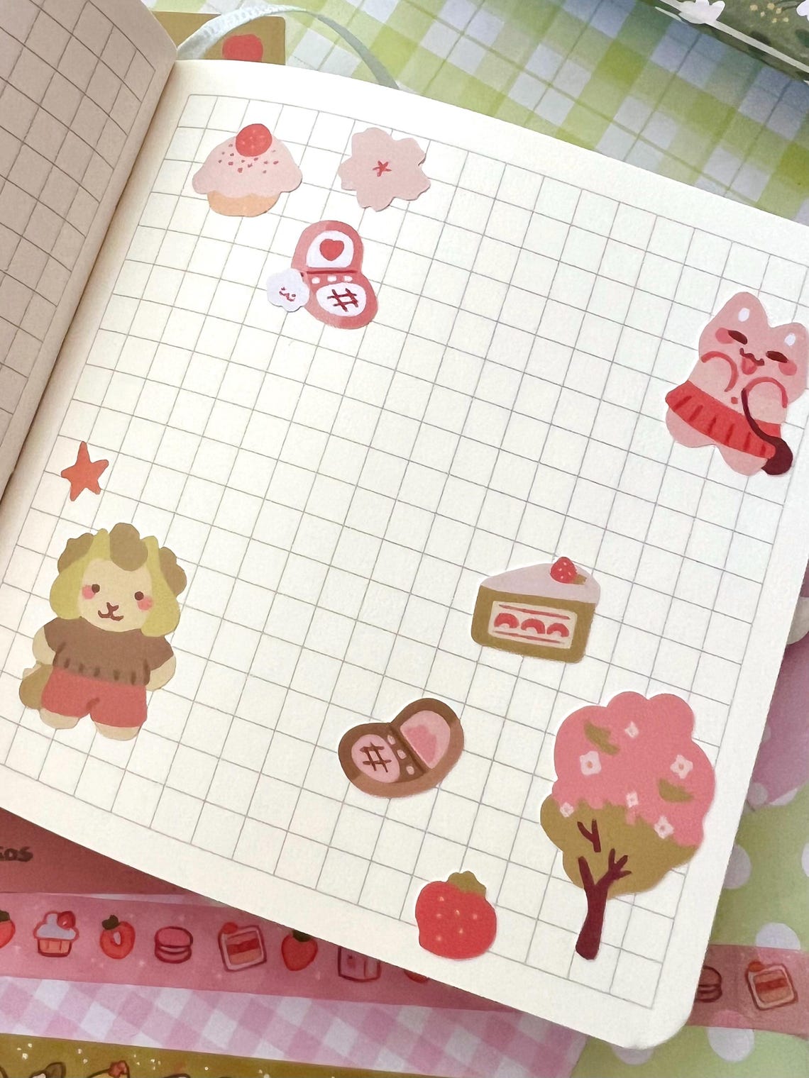 Strawberry Matcha Sticker Sheet, Kawaii Planner Stickers - Etsy