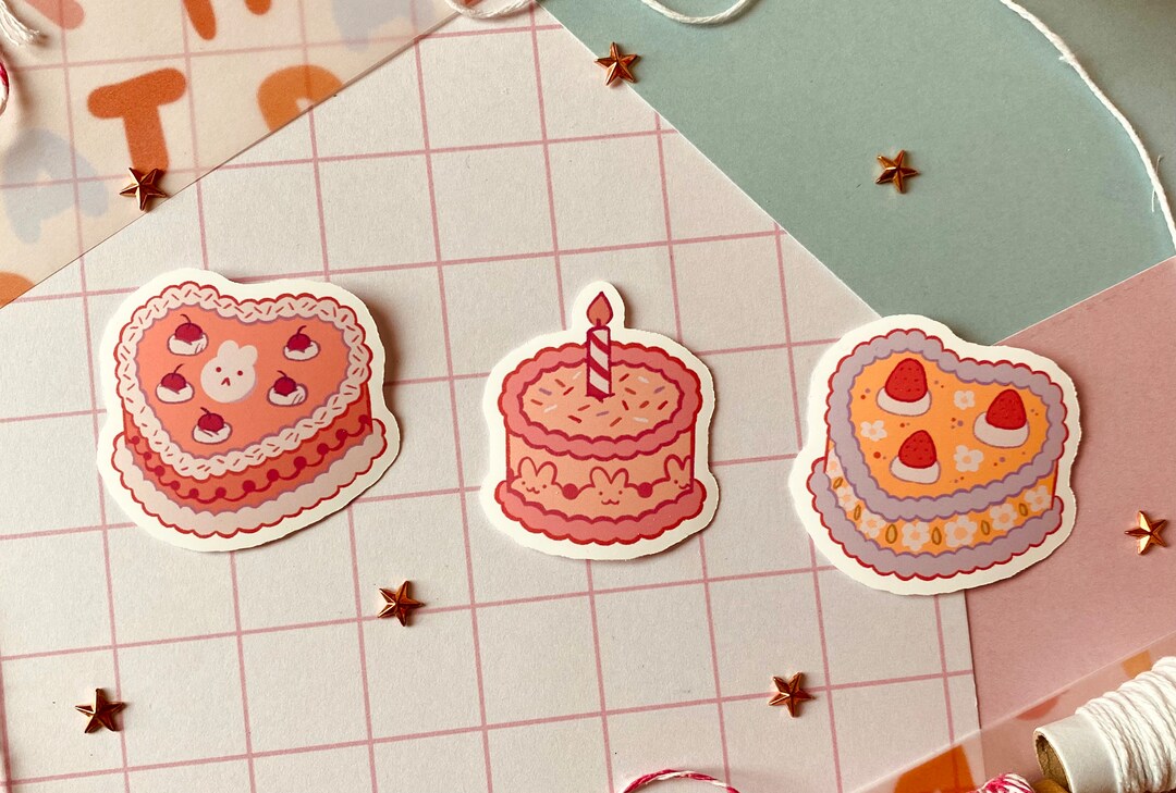 Cake Sticker, Cute Kawaii Stationary, Planner Journal, Birthday Gift ...