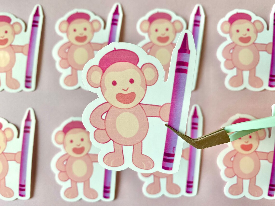 Pink Monkey Stickers, Cute Kawaii Stationary, Planner Journal, Food ...