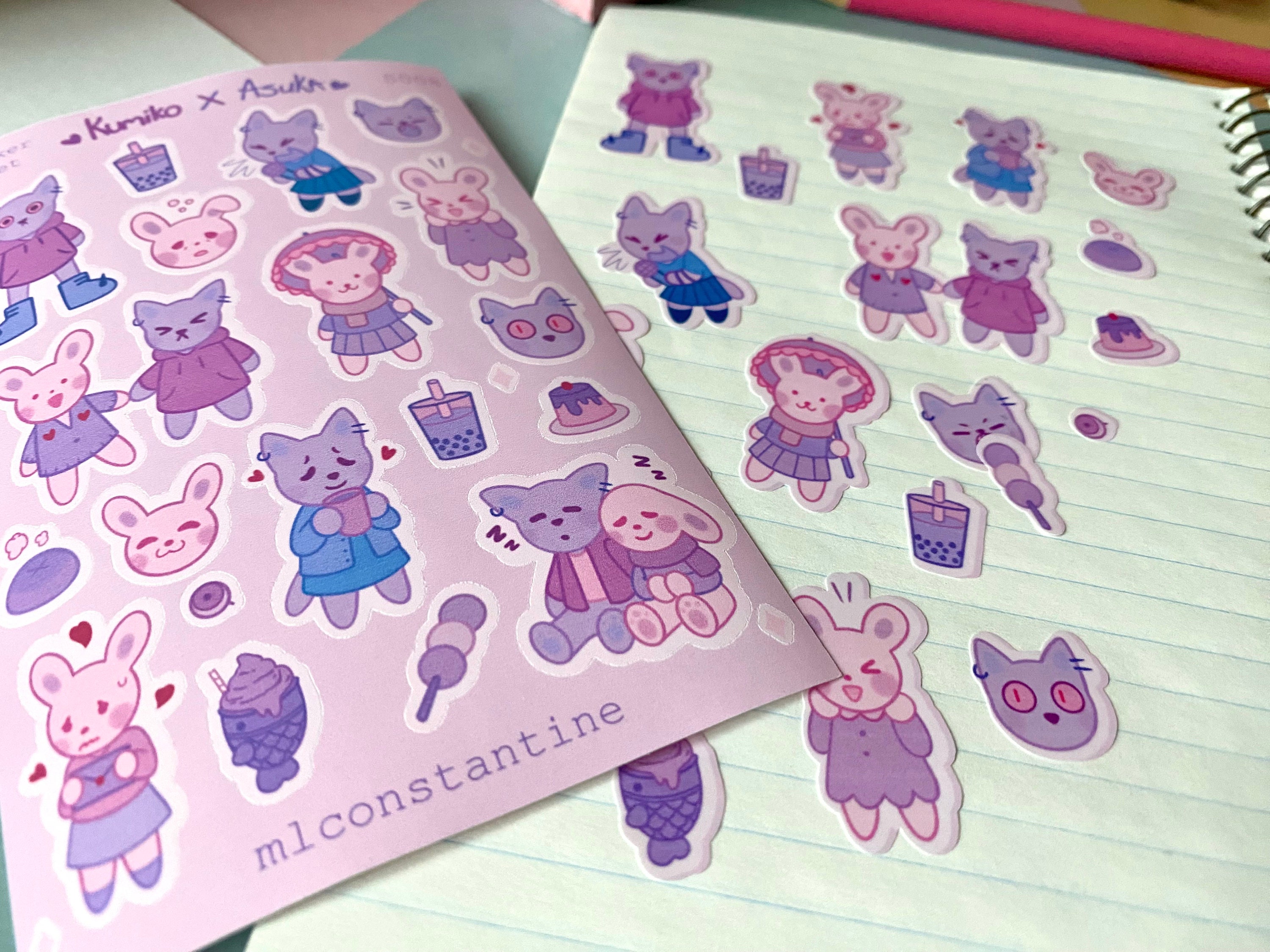 Kumiko X Asuka Sticker Sheet Cute Kawaii Stationary Journal - Etsy