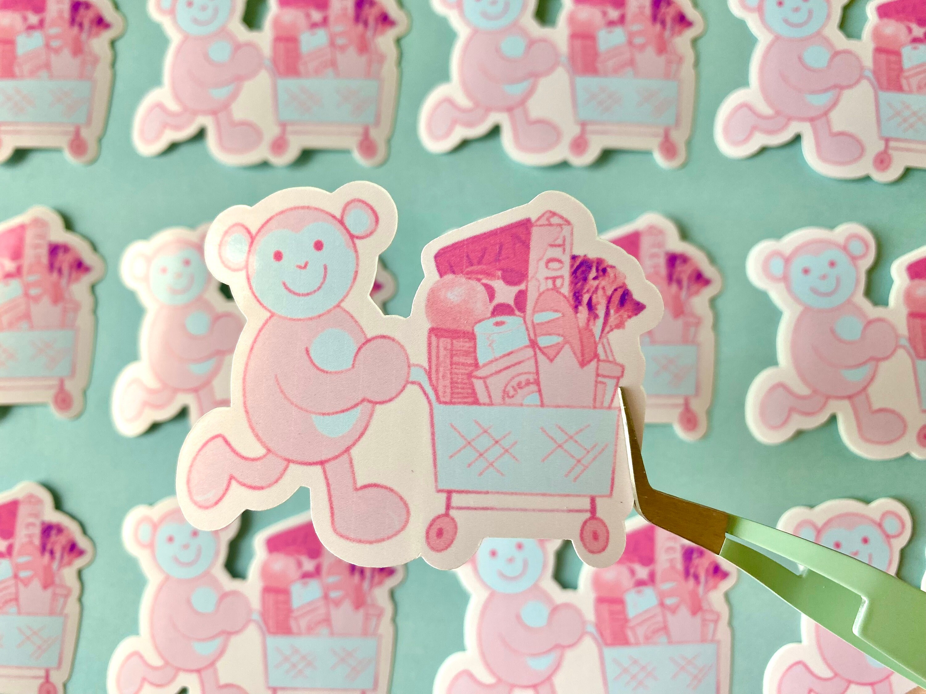 Pink Monkey Stickers, Cute Kawaii Stationary, Planner Journal, Food ...