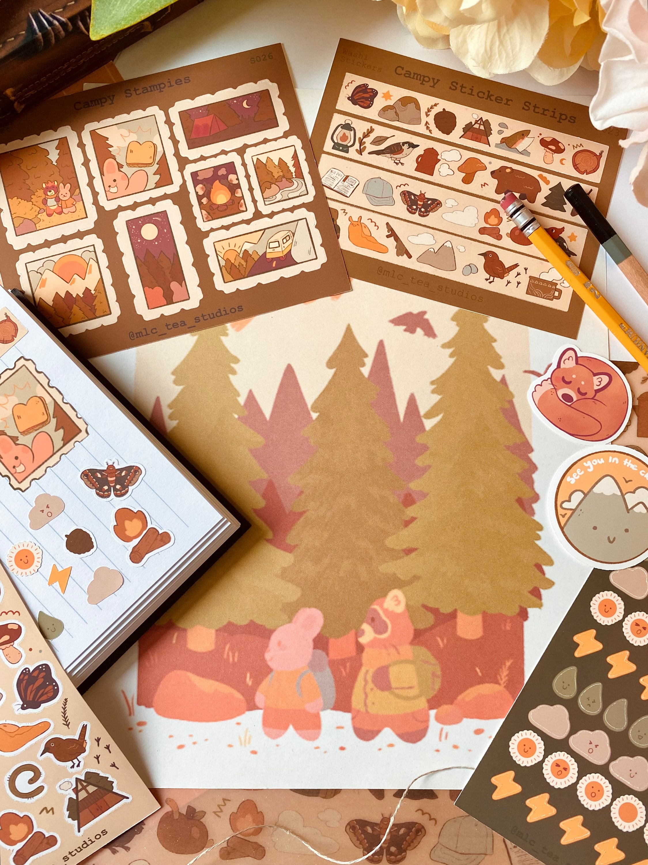 Campy Stamp Stickers, Cute Kawaii Stationary, Travel Journal, Planner ...