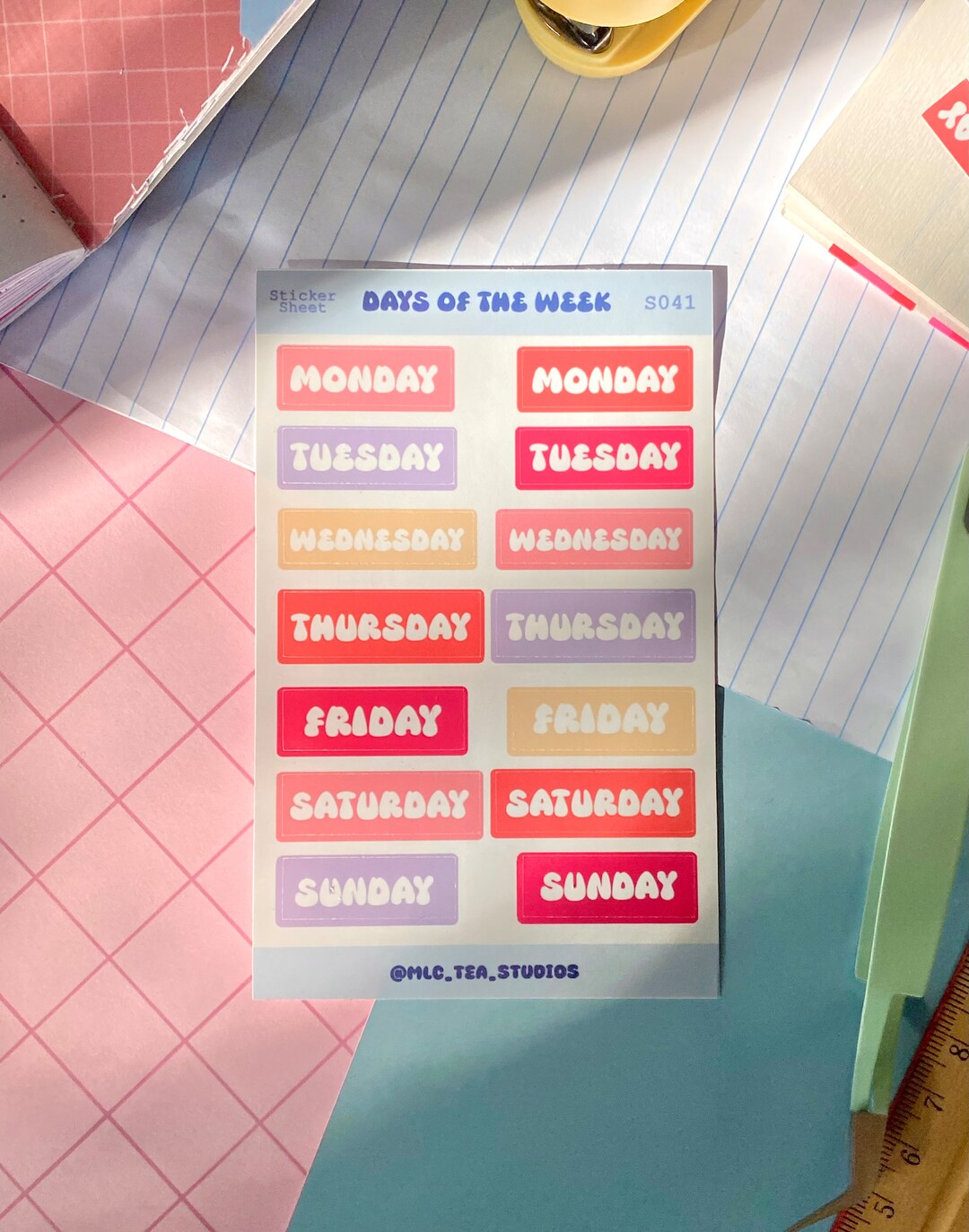 Days of the Week Sticker Sheet, Cute Kawaii Stationary, Planner Journal ...