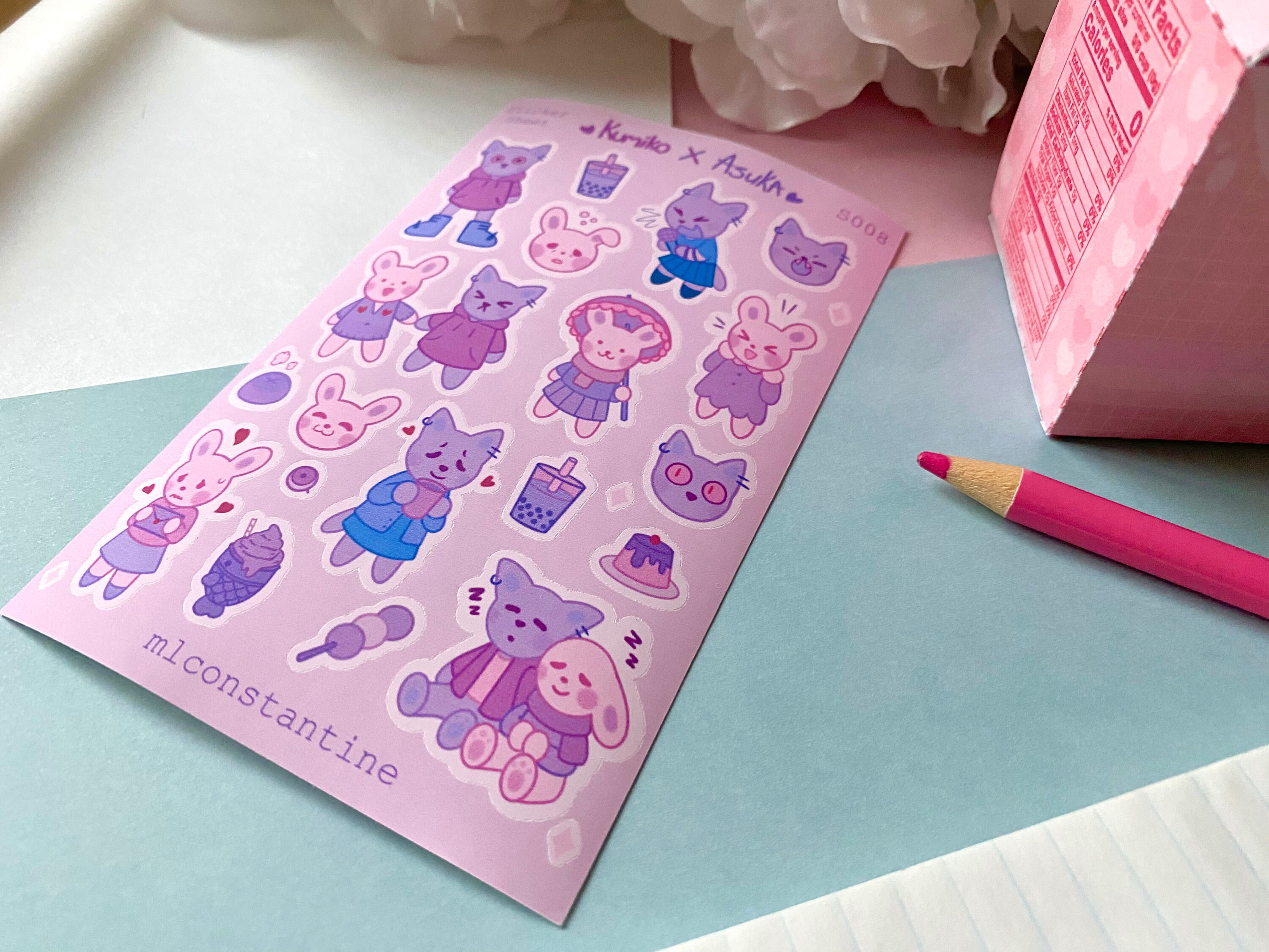 Kumiko X Asuka Sticker Sheet Cute Kawaii Stationary Journal - Etsy