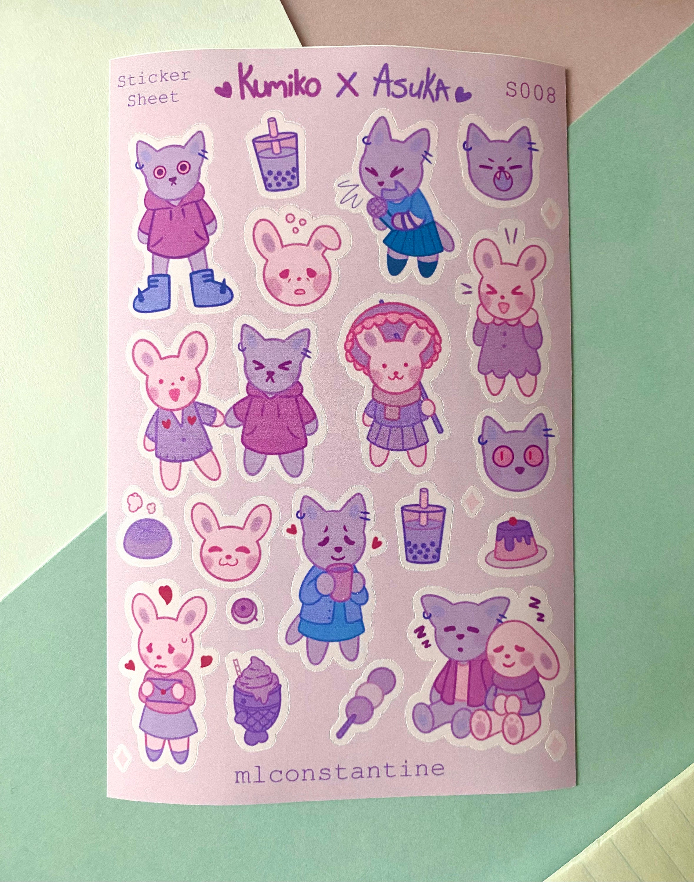 Kumiko X Asuka Sticker Sheet Cute Kawaii Stationary Journal - Etsy