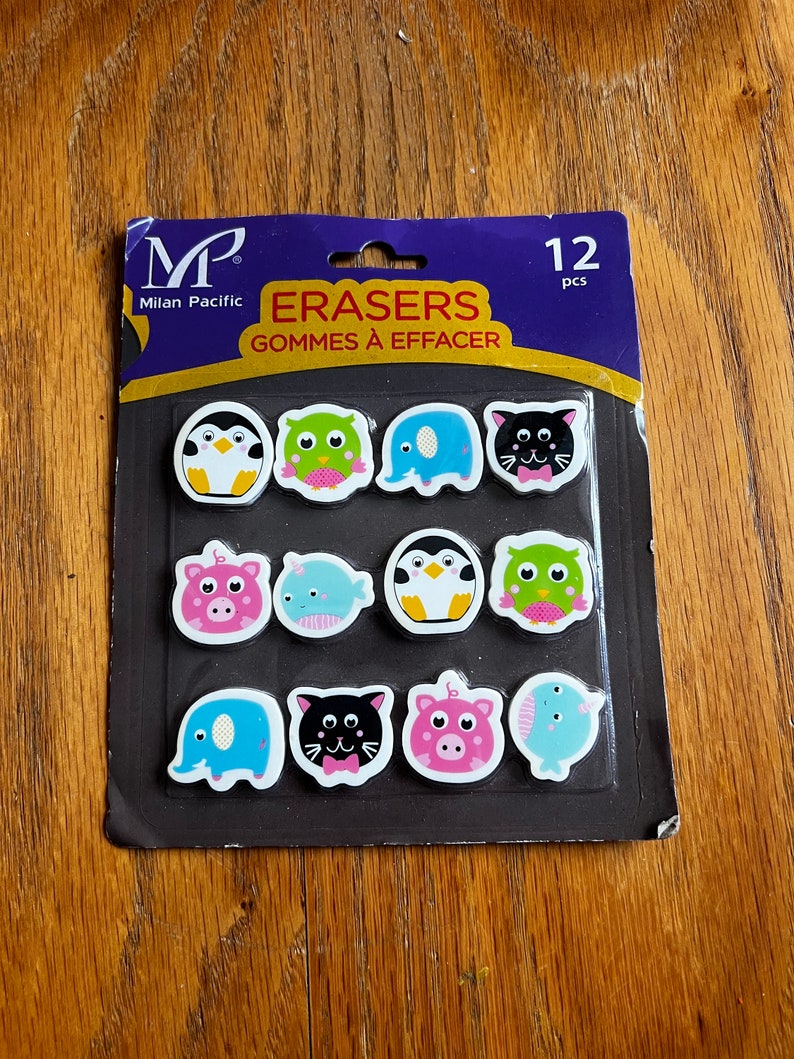 12 Baby Animal Erasers - Etsy