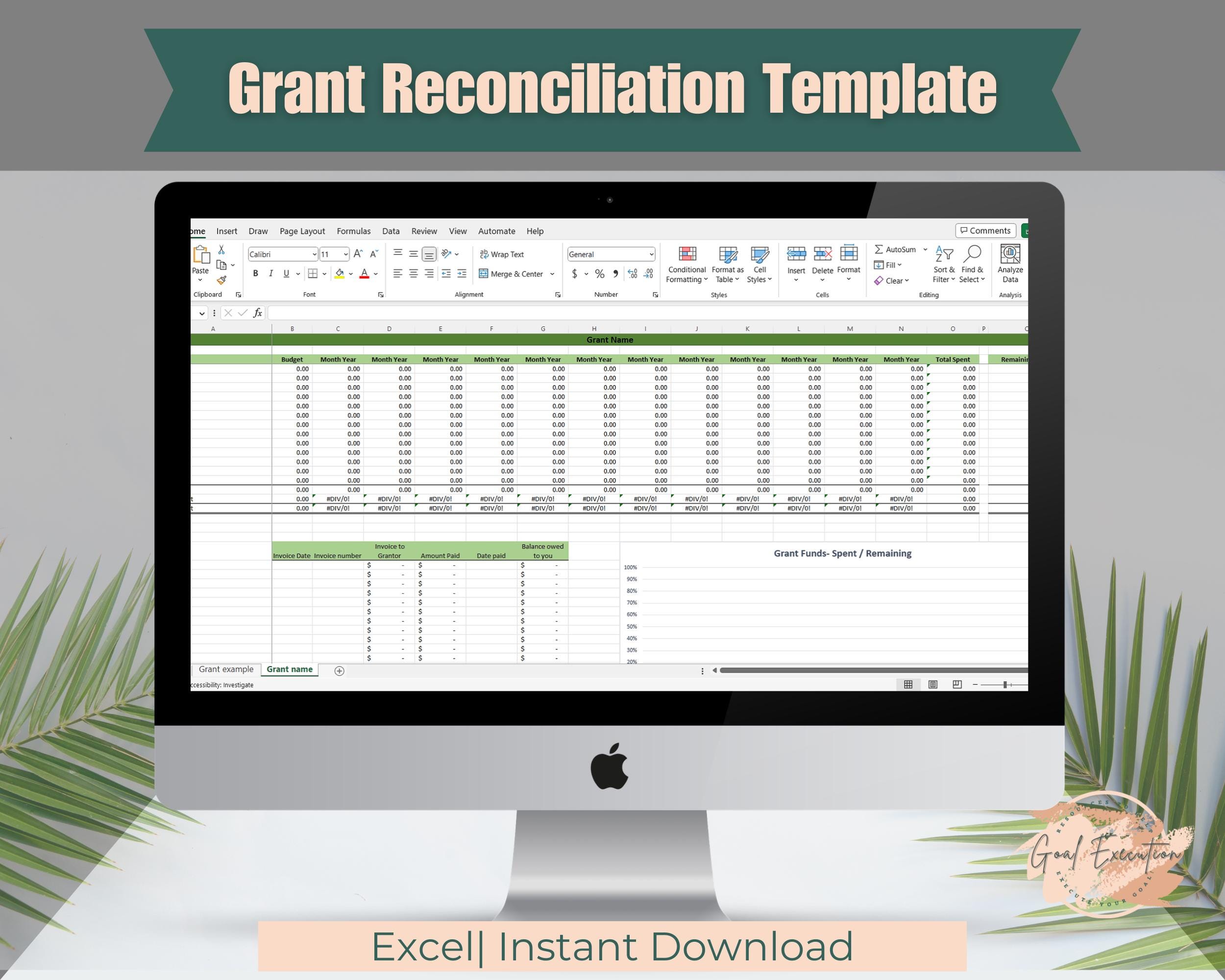 NONPROFIT Grant Reconciliation Budget Template – EXCEL - Etsy