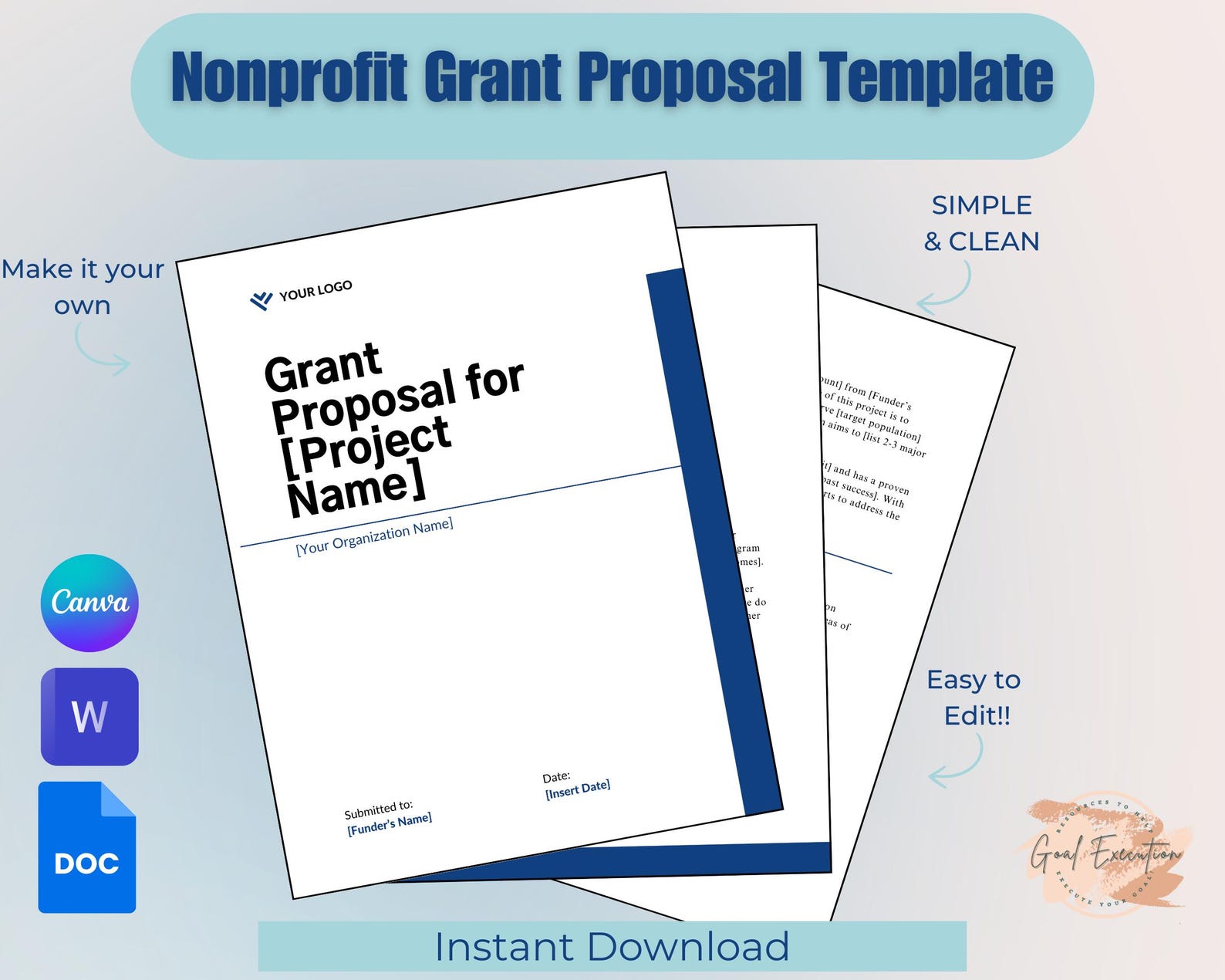 Nonprofit Grant Proposal Template | Easy-to-use & Customizable - Etsy
