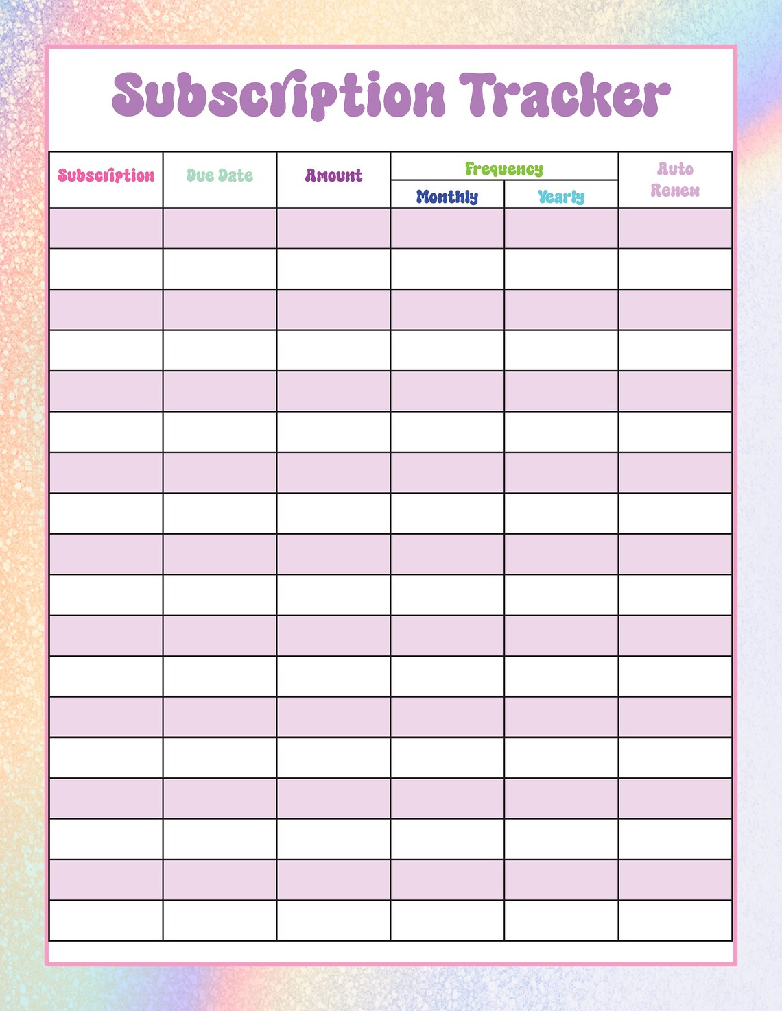 Budget Planner Printable I Subscription Tracker I Budgeting I Financial ...