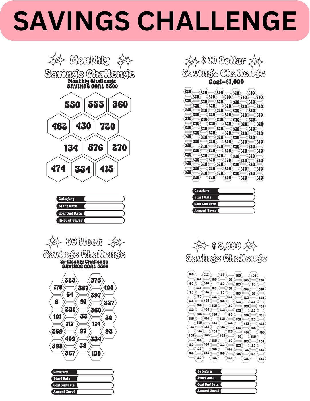 Savings Challenge - Budget - Saving Challenge - Weekly Money Saving ...
