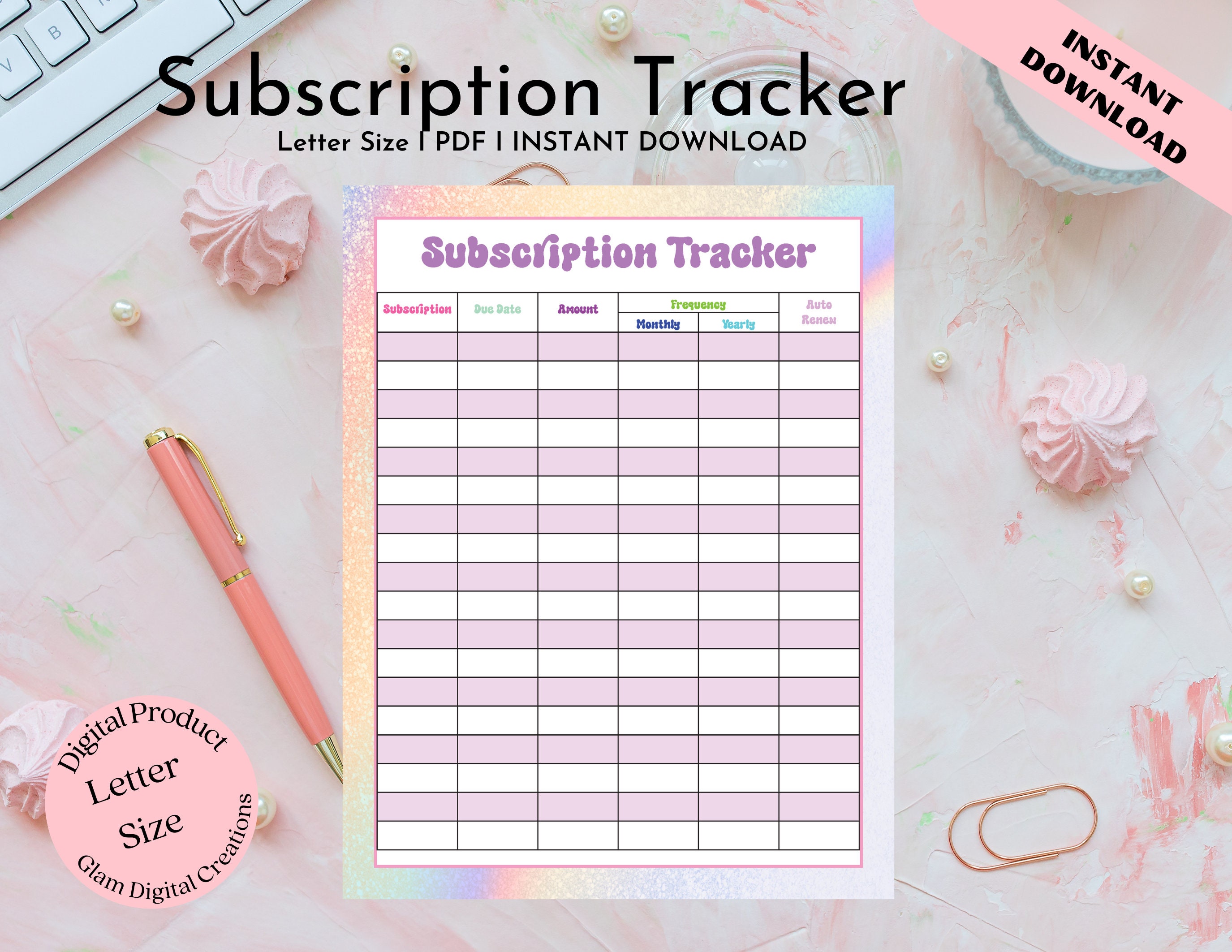 Budget Planner Printable I Subscription Tracker I Budgeting I Financial ...