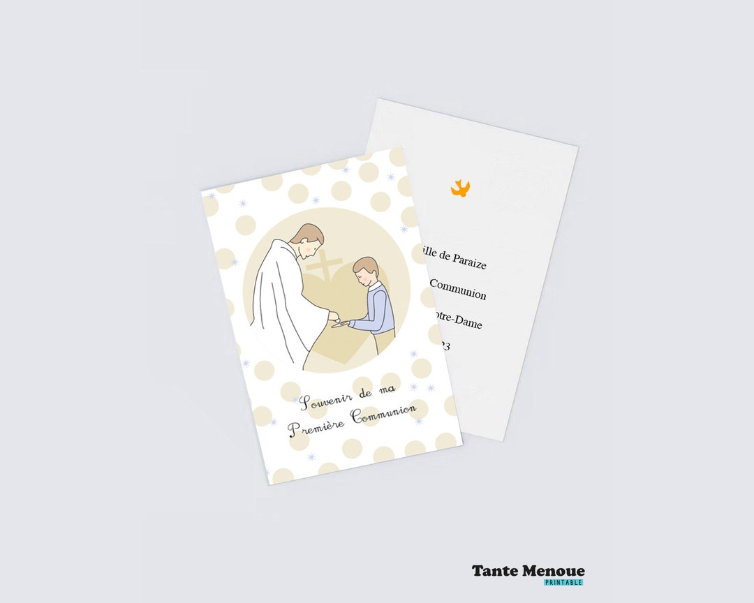 4 Light Skin boy Communion Cards customizable PDF to Print - Etsy