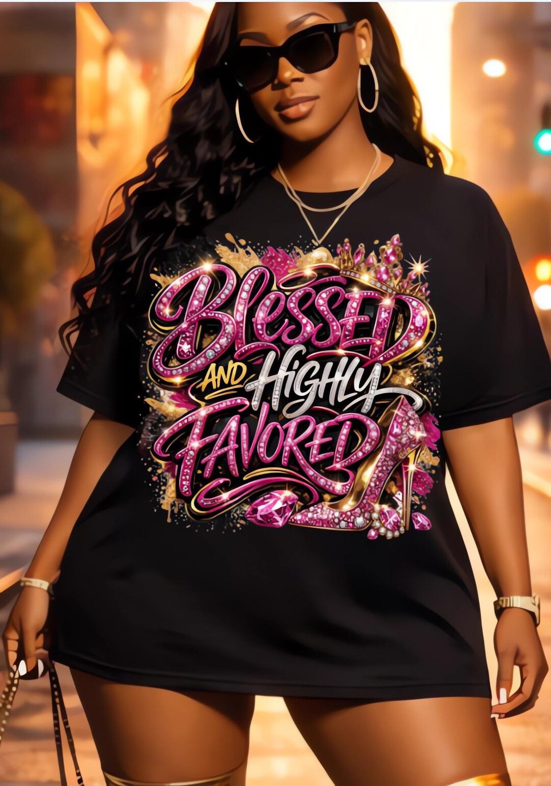 Blessed Highly Favored PNG (digital Download) – Crowned Stiletto Shoe ...