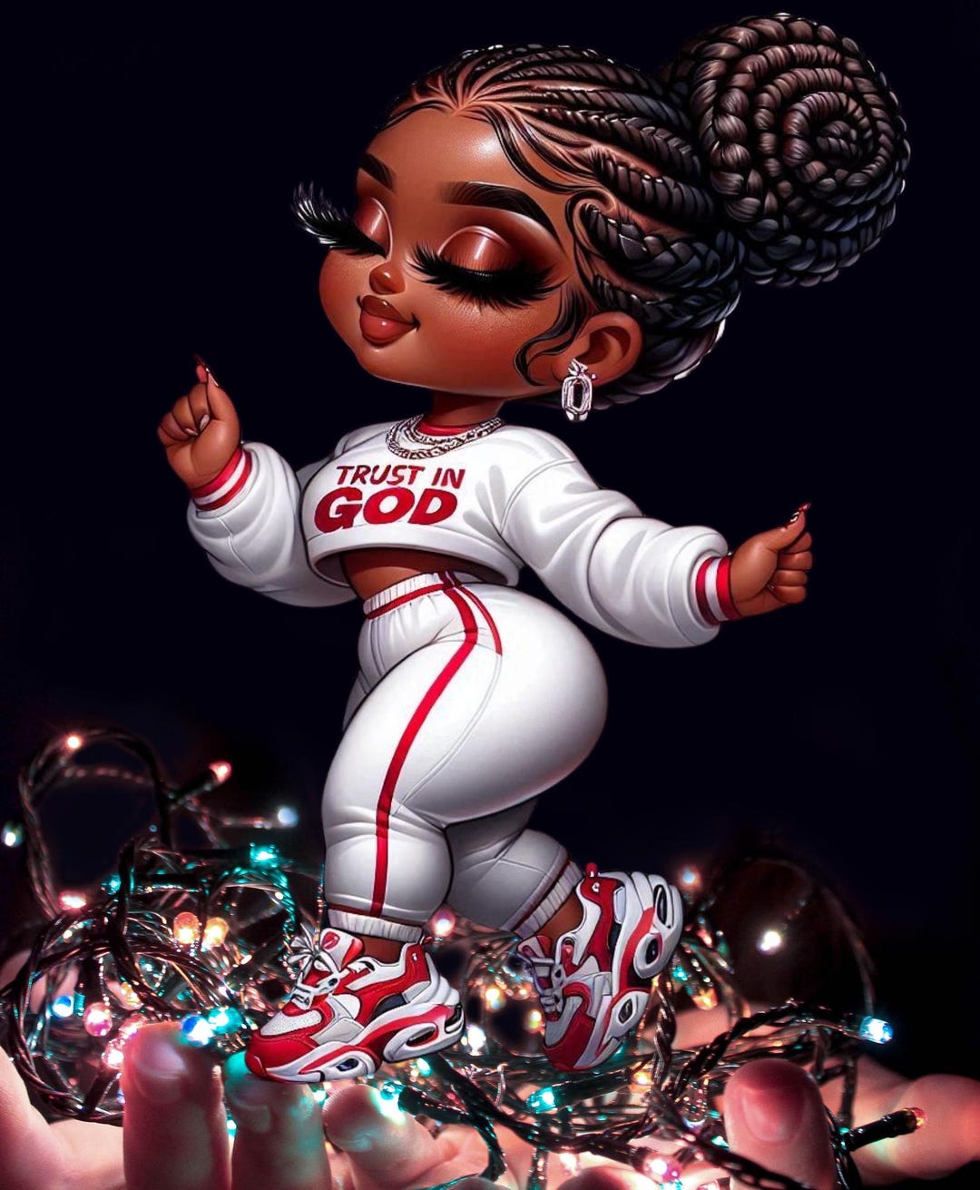 Cute Chibi African American Girl Png for Download. - Etsy