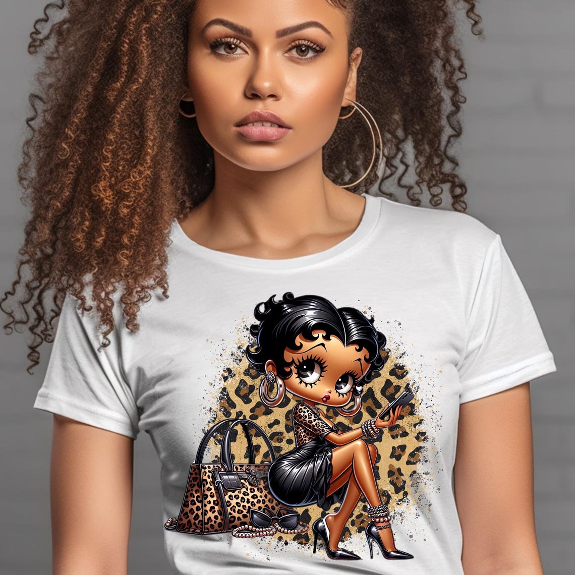 Adorable Betty Boop, Leopard Matching With Purse, Png for Download Only ...