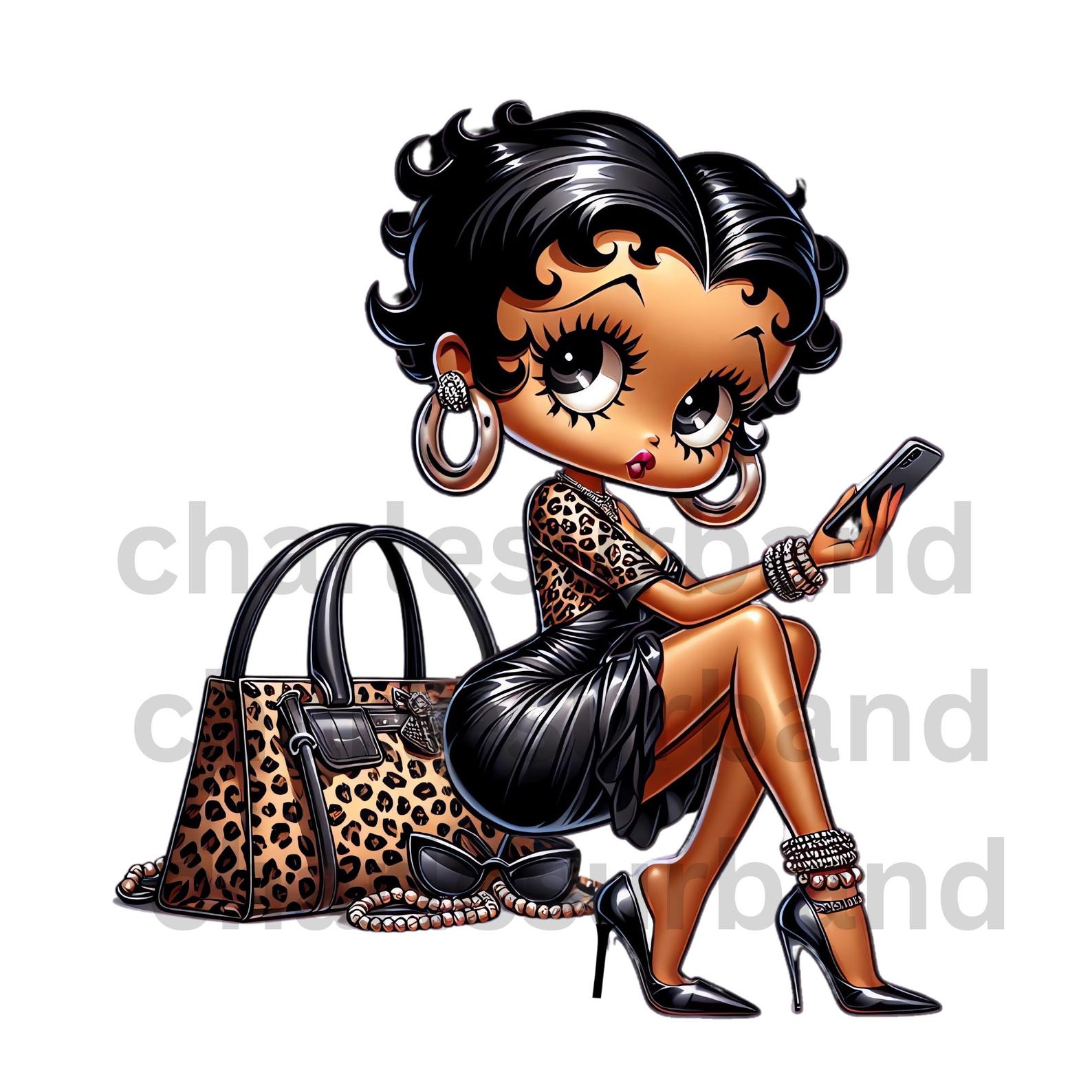 Adorable Betty Boop, Leopard Matching With Purse, Png for Download Only ...