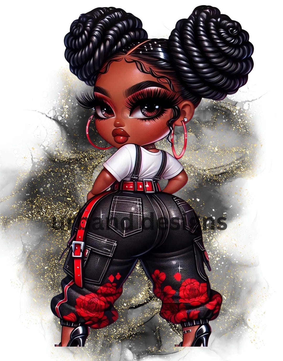 Chibi African American Girl Png for Download Only. Cute Chibi African ...