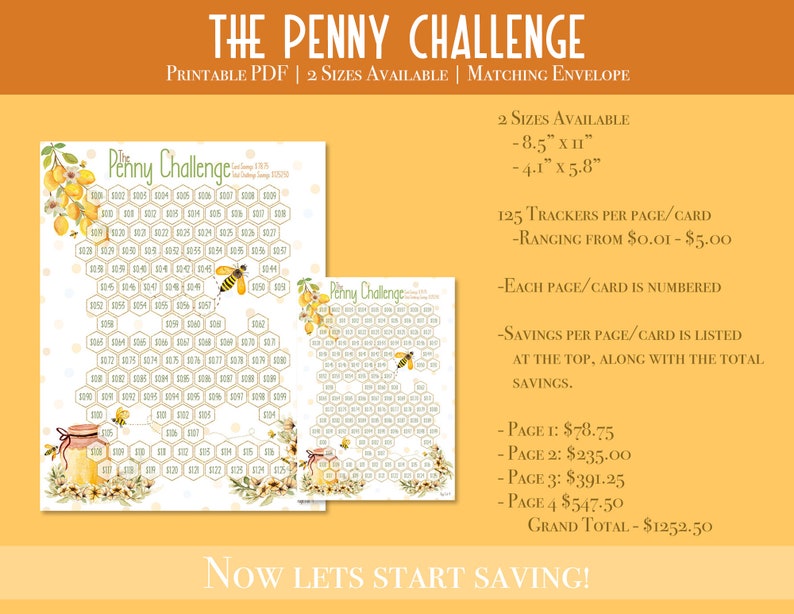 The Penny Challenge Printable Money Savings Challenge Daily Savings ...
