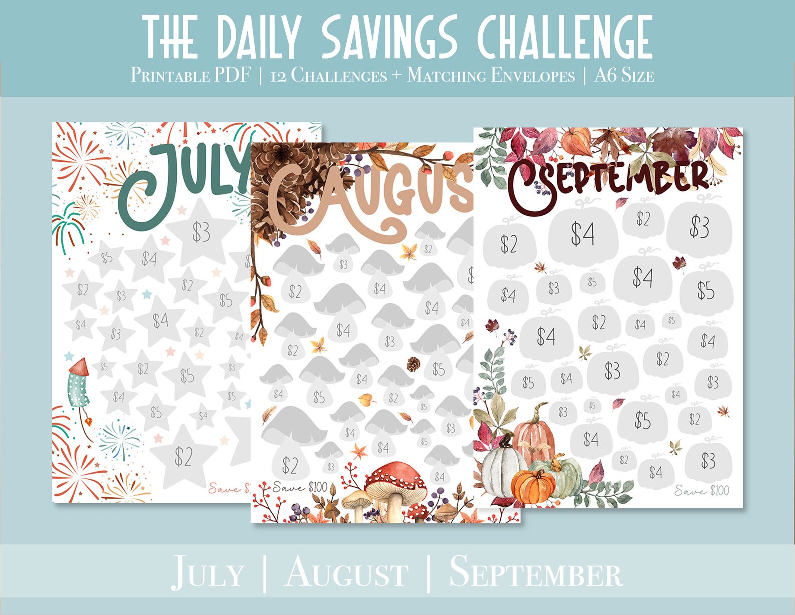 Savings Challenge Printable Money Savings Challenge Daily Savings ...