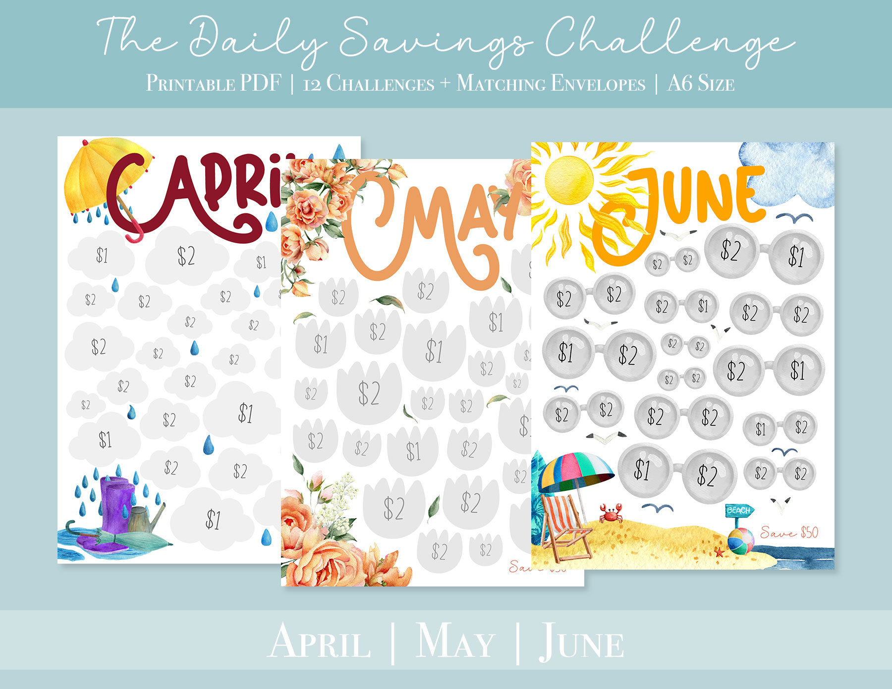 Savings Challenge Printable Money Savings Challenge Daily Savings ...