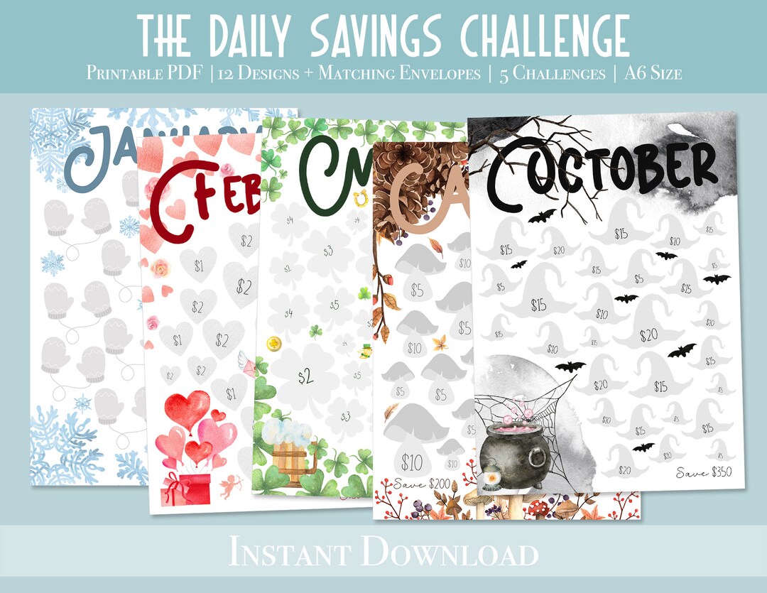Savings Challenge Printable Money Savings Challenge Daily Savings ...