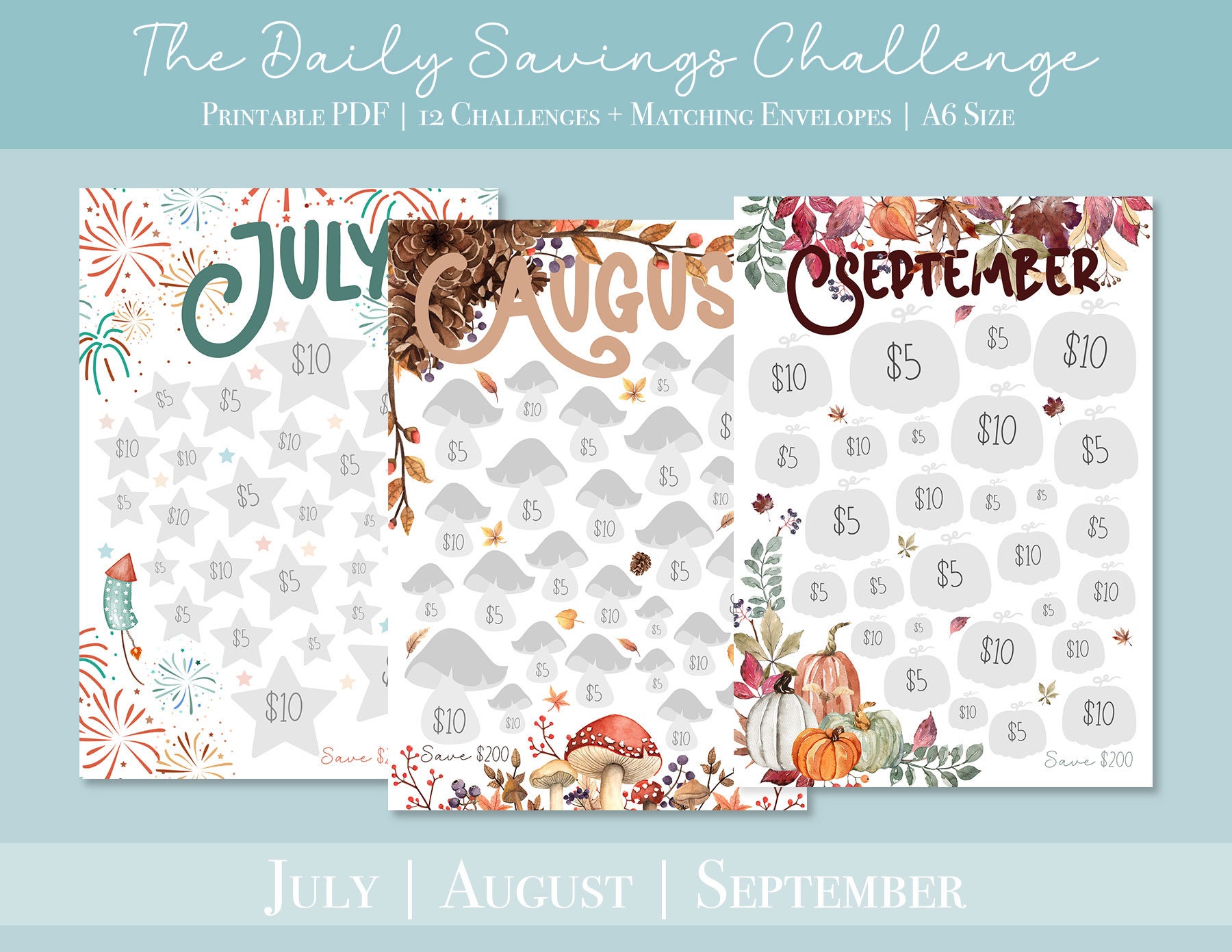 Savings Challenge Printable Money Savings Challenge Daily Savings ...