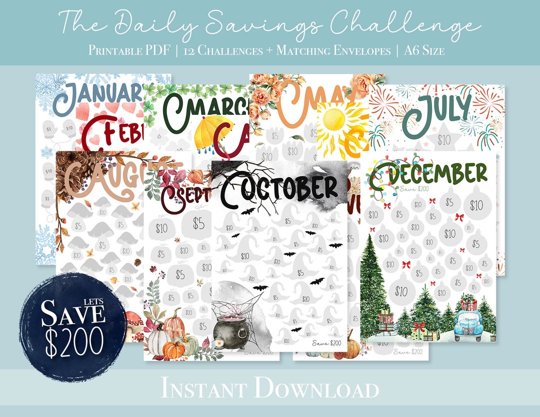 Savings Challenge Printable Money Savings Challenge Daily Savings ...